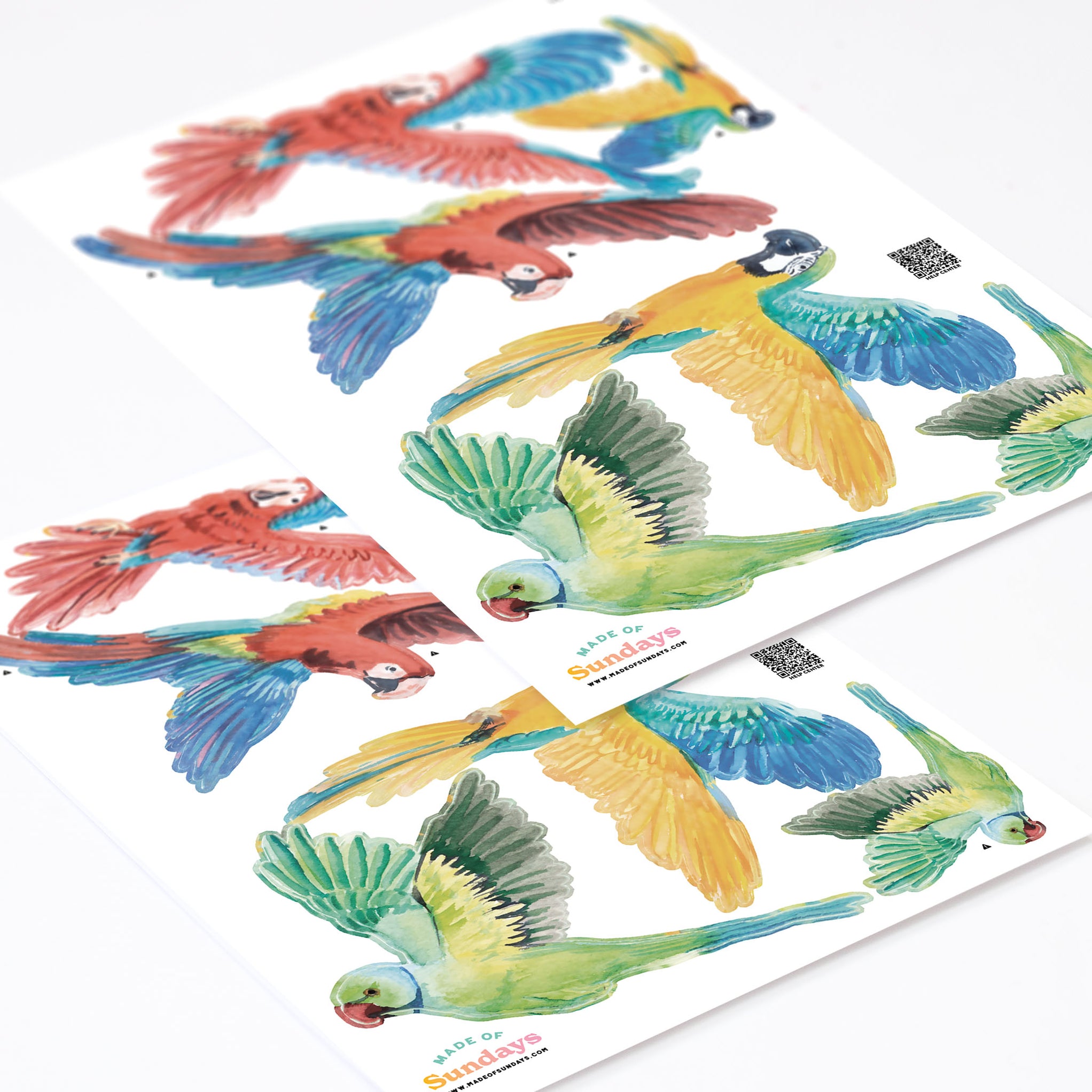 Flying Tropical Parrots plastic-free wall stickers for happy kids rooms ...