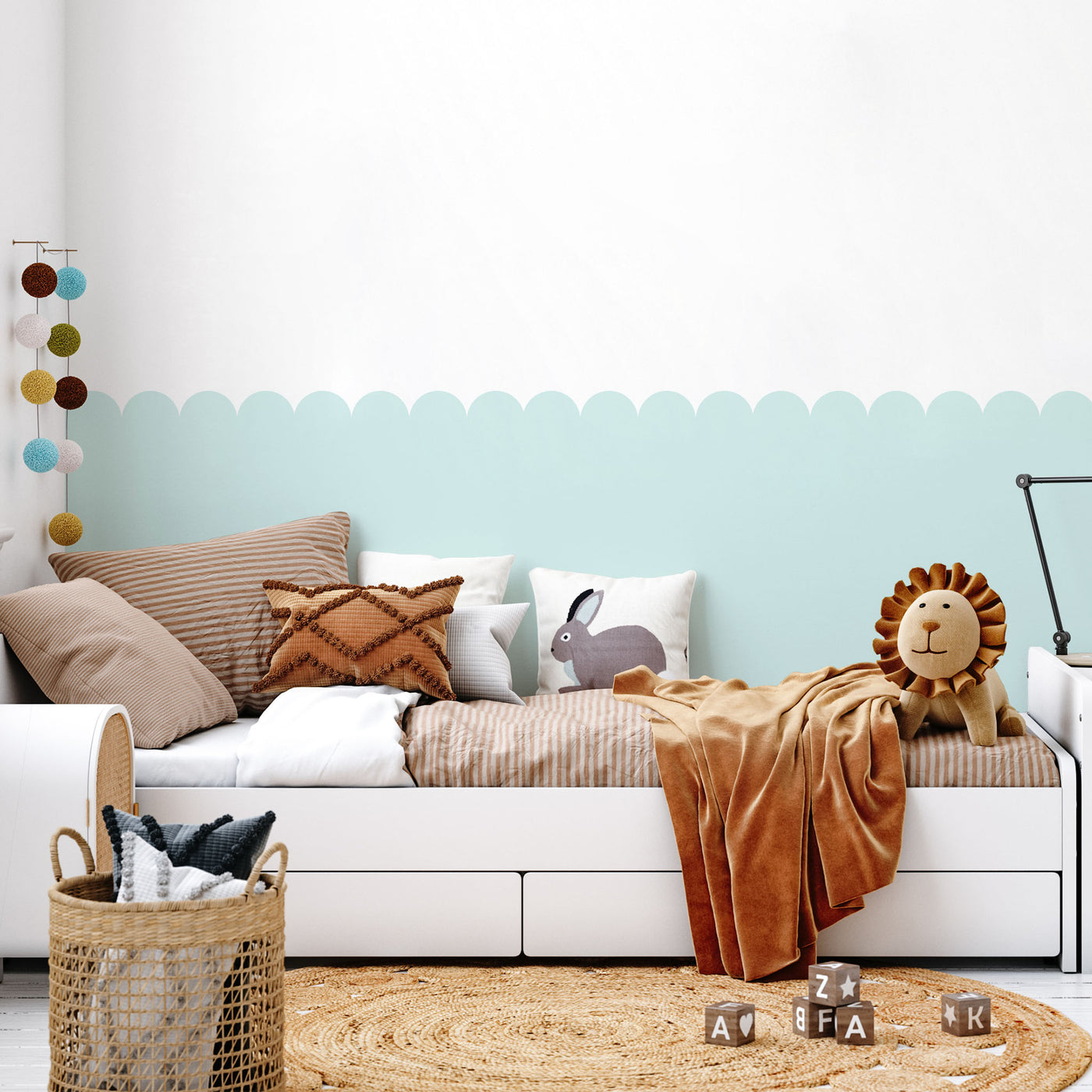 Bespoke Peel & Stick Scalloped Wallpaper, scallop half wall — Made of ...
