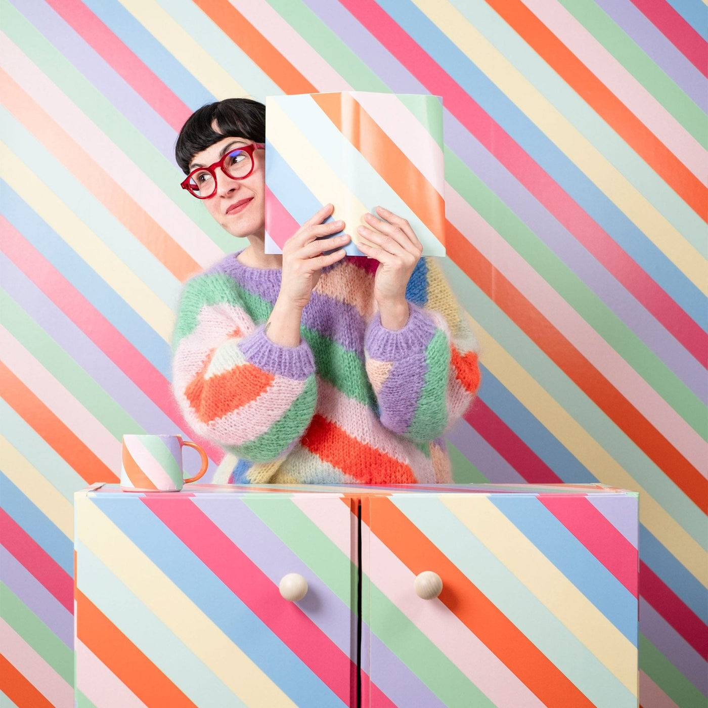 Brigitte diagonal stripes wallpaper by Katia Sanchez — Made of Sundays