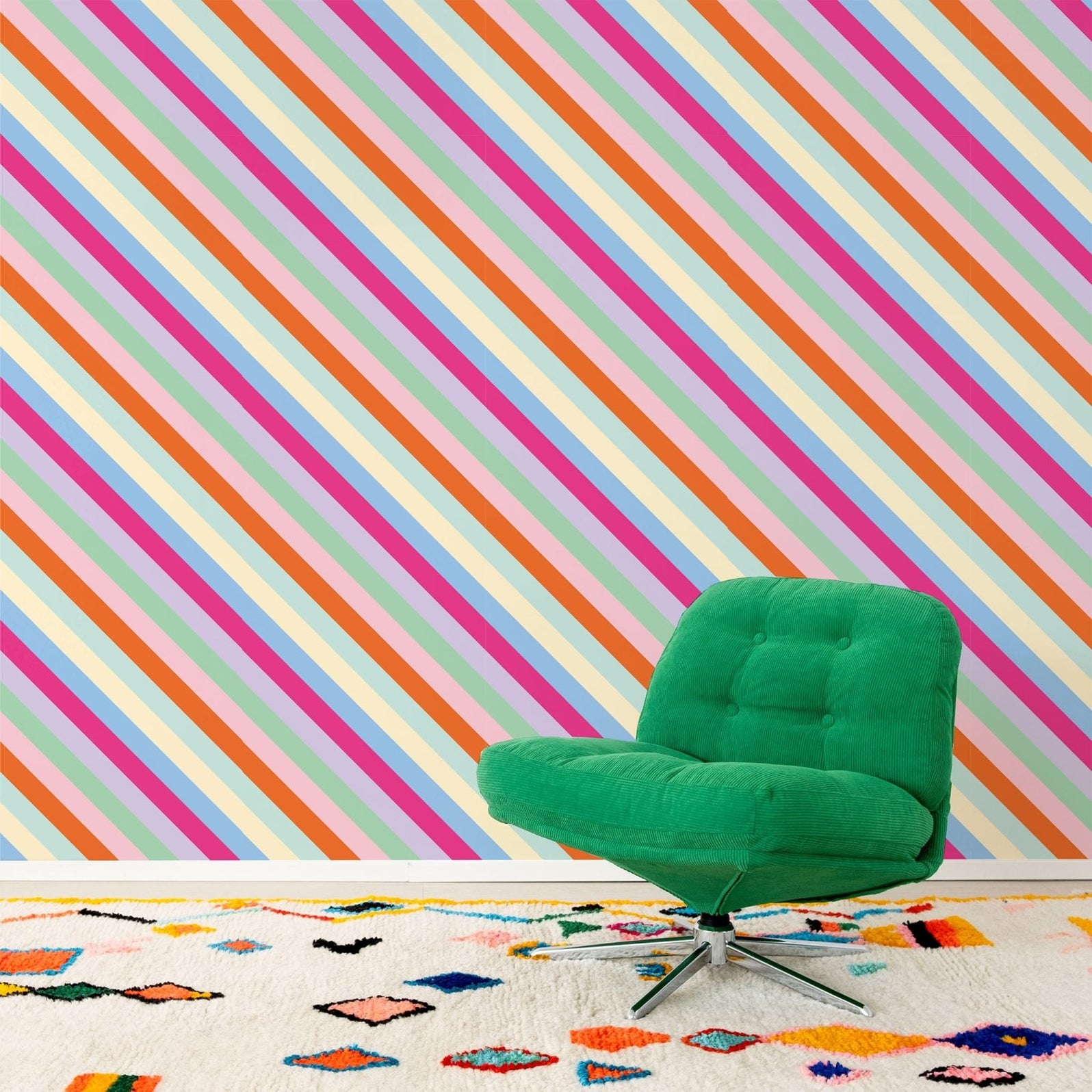 Brigitte diagonal stripes wallpaper by Katia Sanchez — Made of Sundays