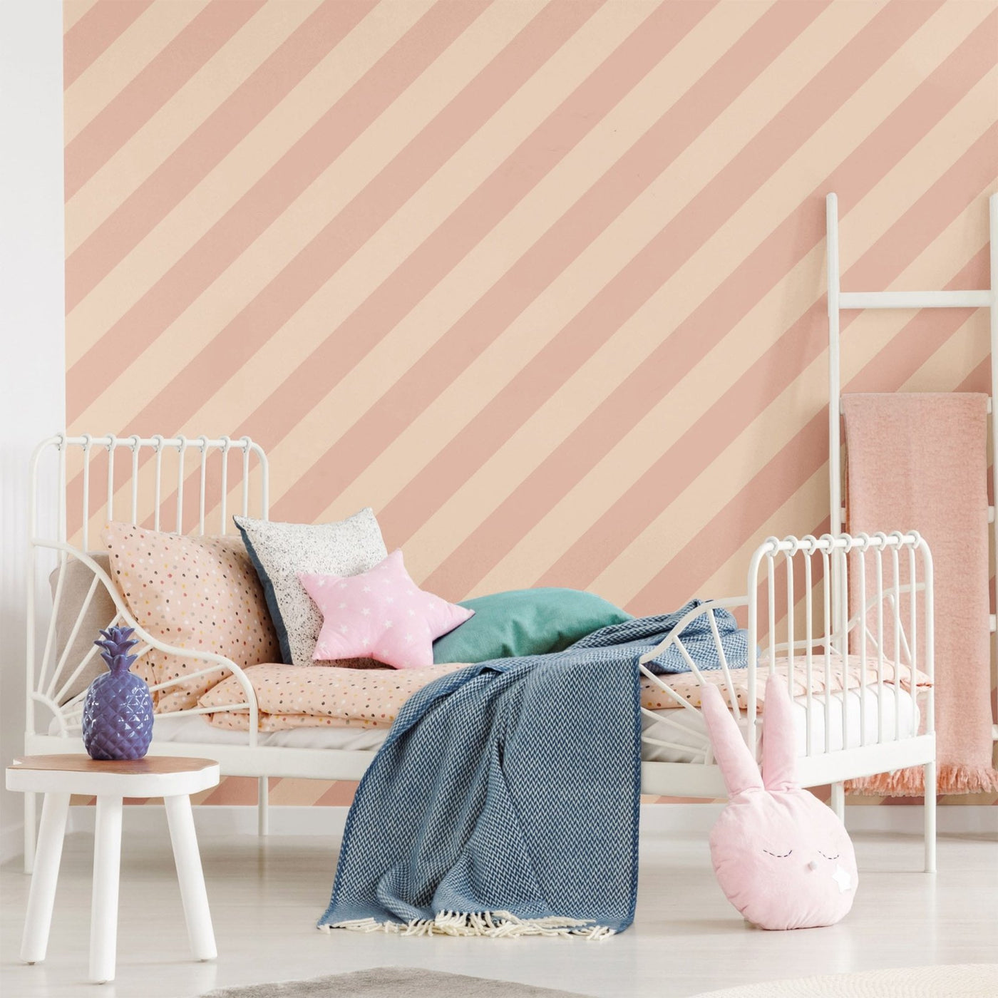 Diagonal Bespoke Striped Wallpaper, peel and stick and plastic-free ...