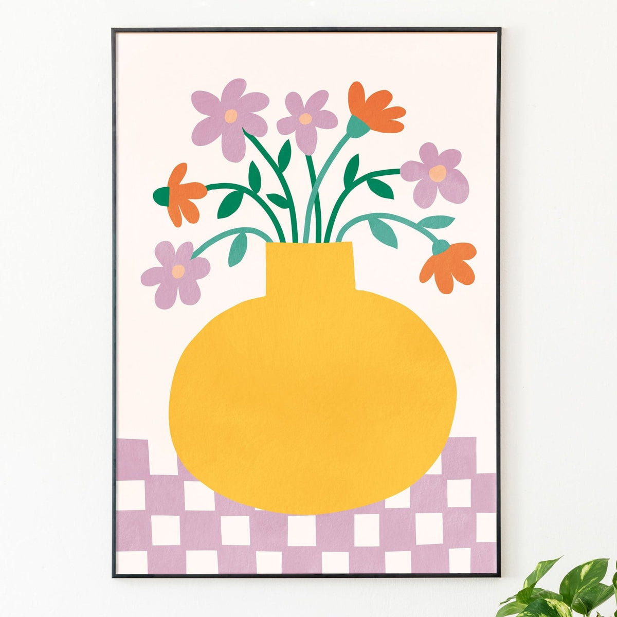 Round yellow vase, colorful poster for adults and kids rooms — Made of ...