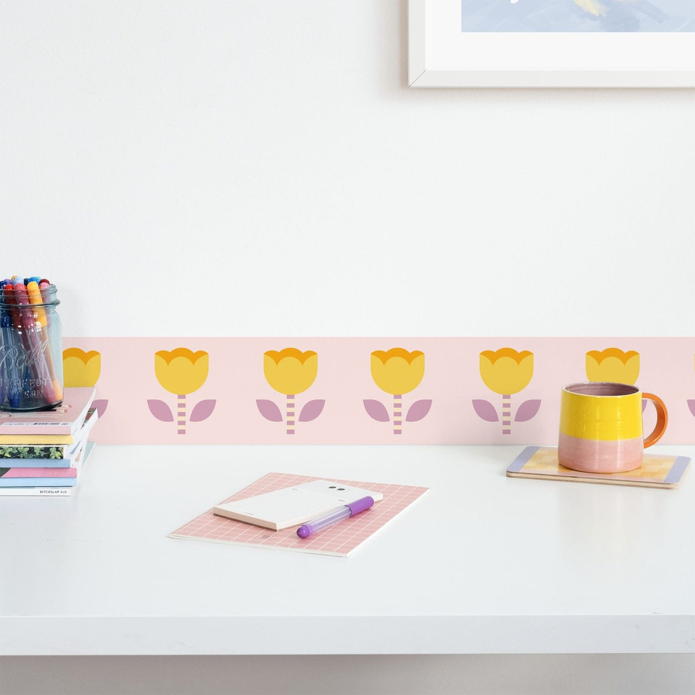 Striped Tulip Wallpaper Borders, peel and stick decorative borders ...