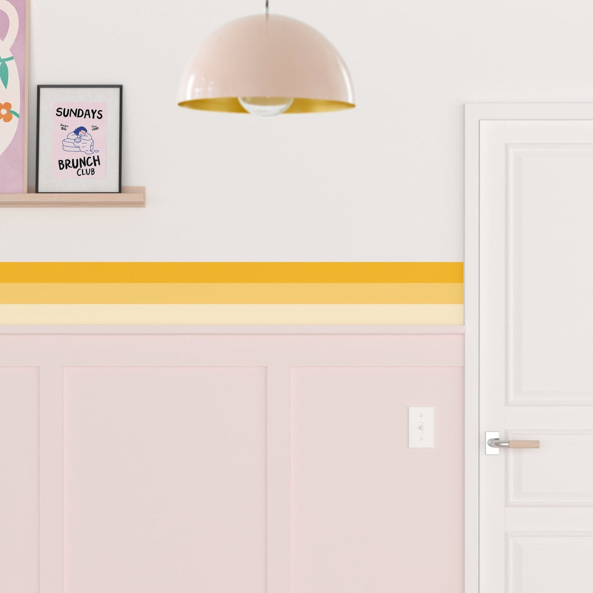 Triple stripe border wallpaper, peel & stick and plastic-free — Made of ...