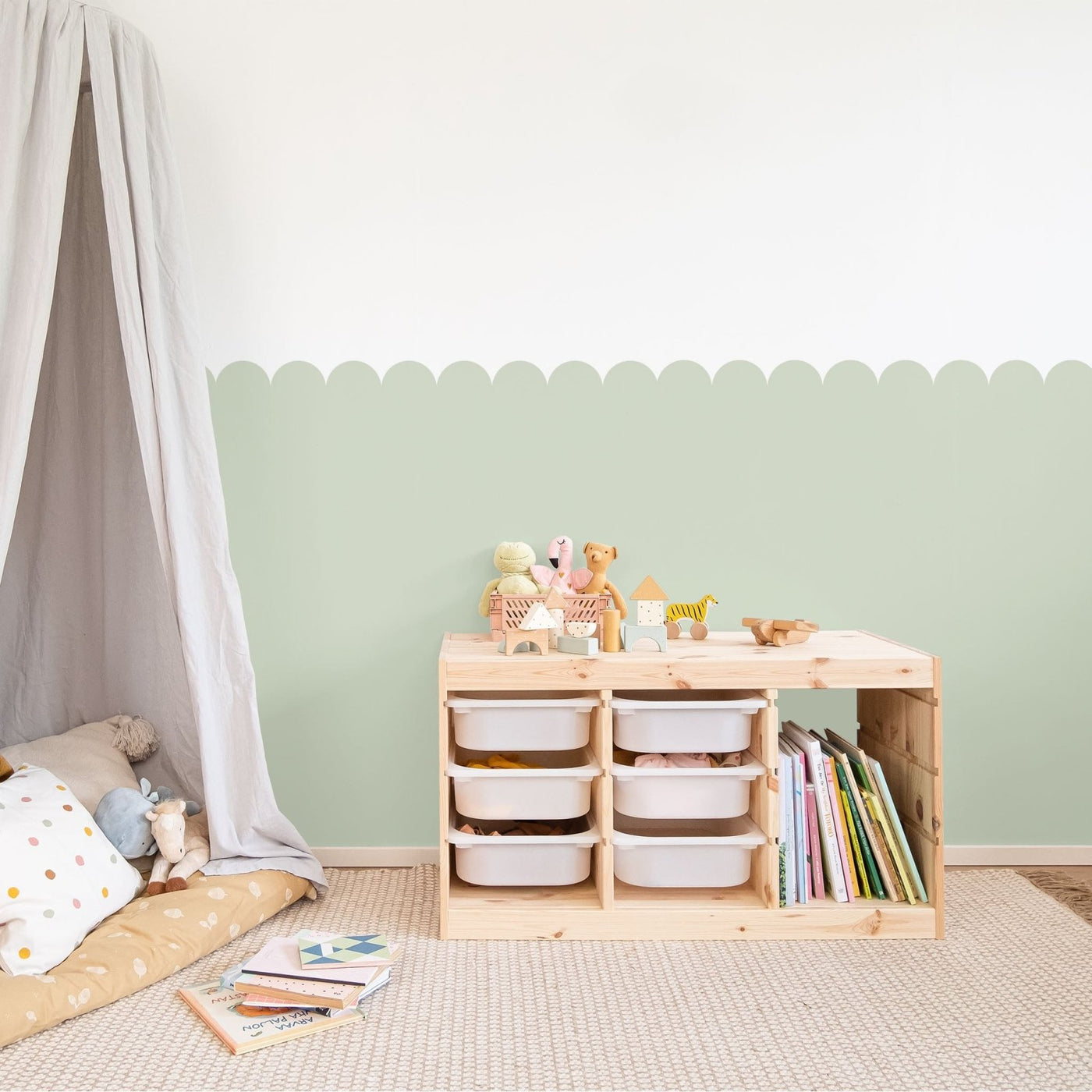 Bespoke Peel & Stick Scalloped Wallpaper, scallop half wall — Made of ...