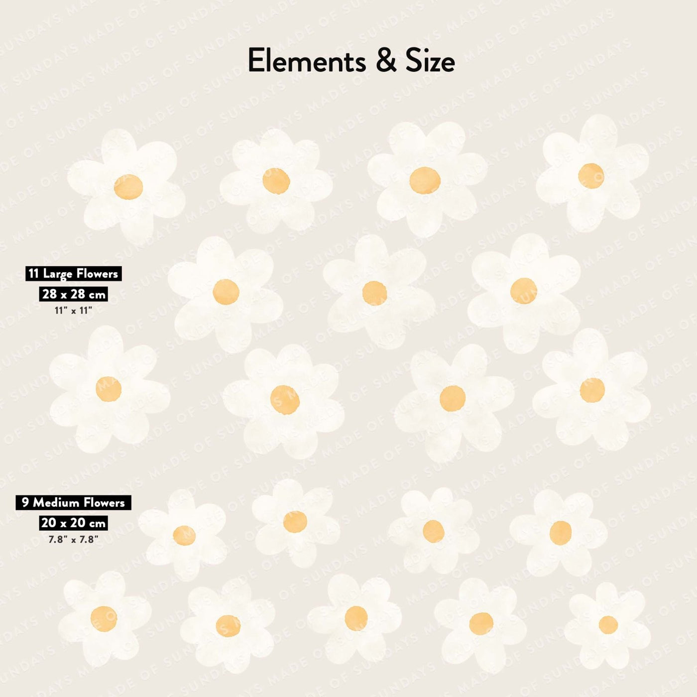 White Daisy Flower Wall Decals, plastic-free and easy to install — Made ...