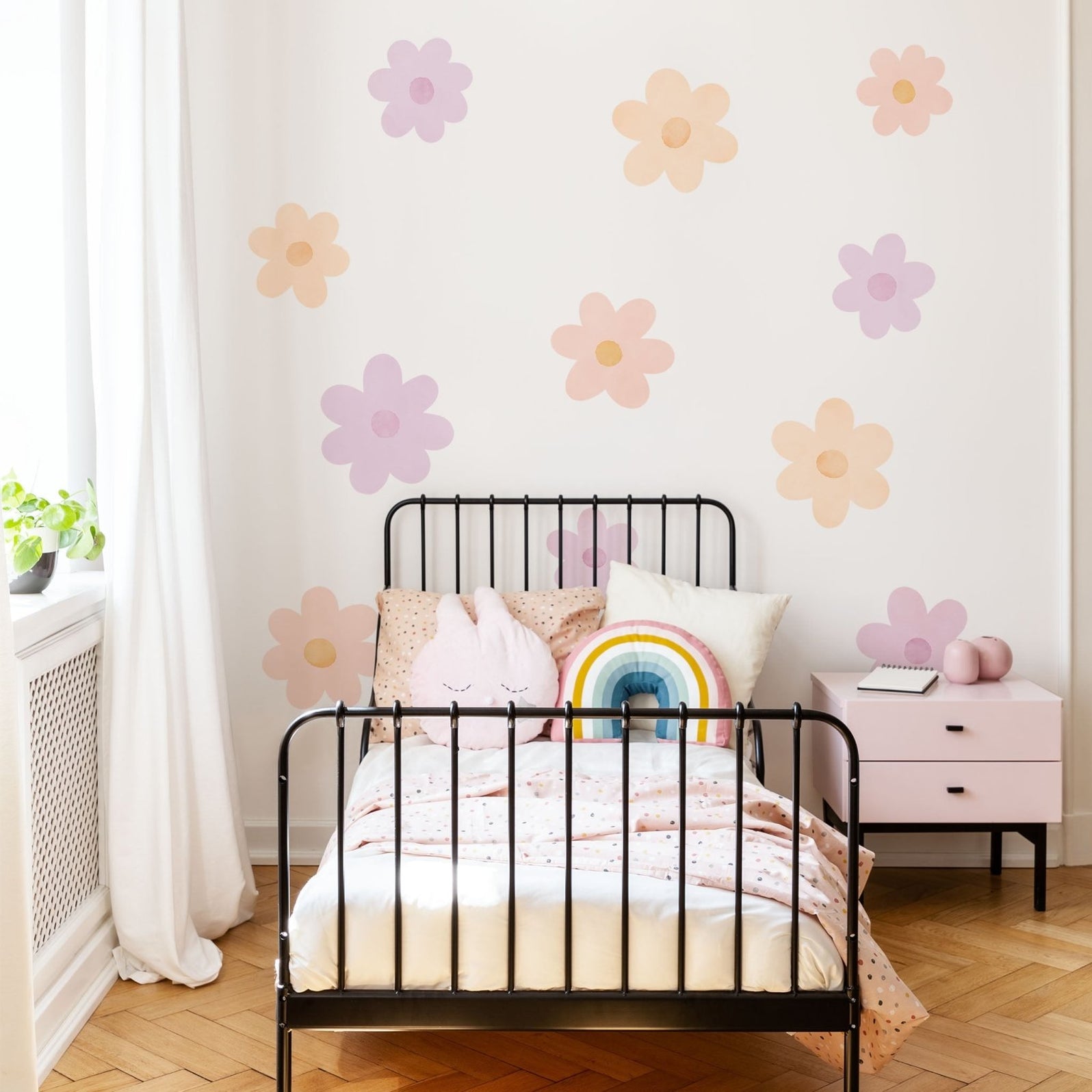 Big Pink Daisy Flower Wall Stickers, plastic-free and easy to install ...