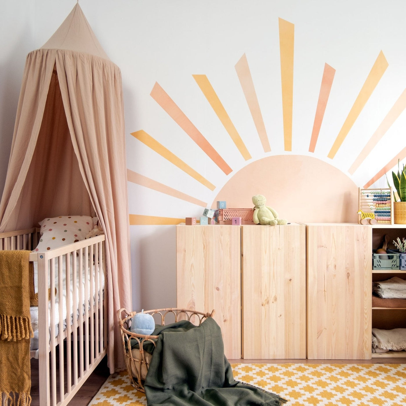 Big Rising Sun Wall Decal for kids rooms, plastic-free and easy to ...