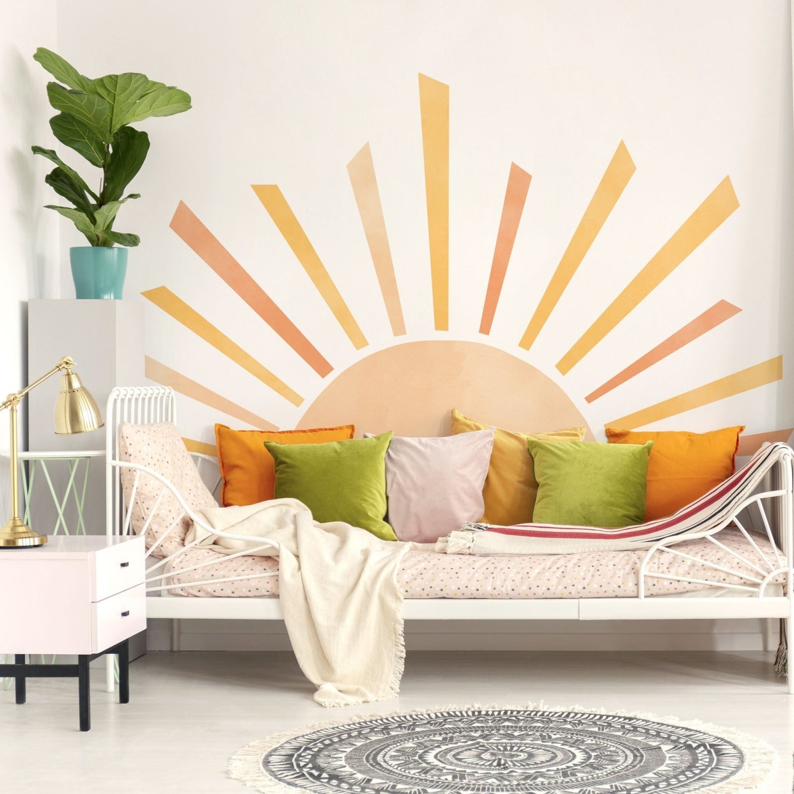 Big Rising Sun Wall Sticker for kids rooms, plastic-free and easy to ...