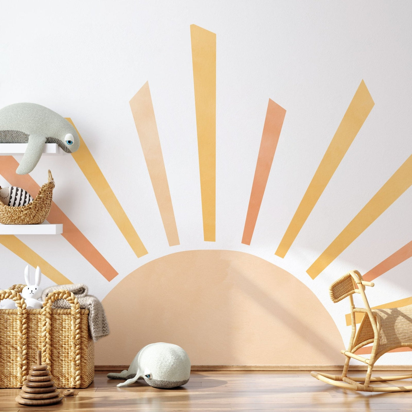 Big Rising Sun Wall Decal for kids rooms, plastic-free and easy to ...