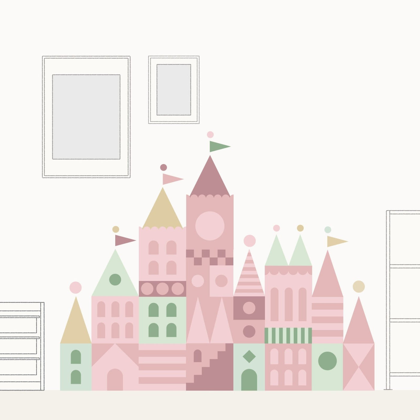 Block Castle Wall Stickers, plastic-free and removable decals for happy ...