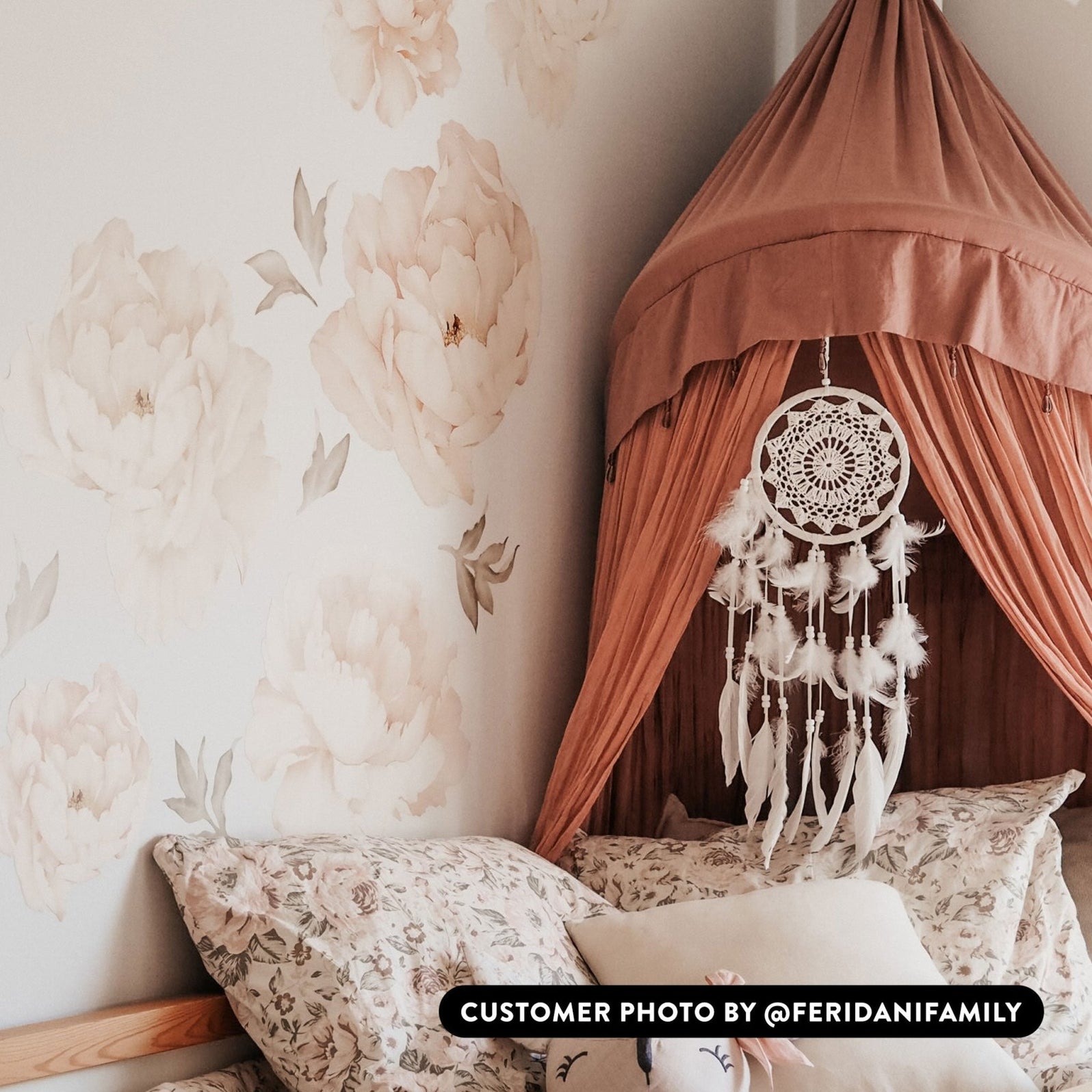 Beautiful watercolor Peony flower wall stickers in Boho-inspired ...