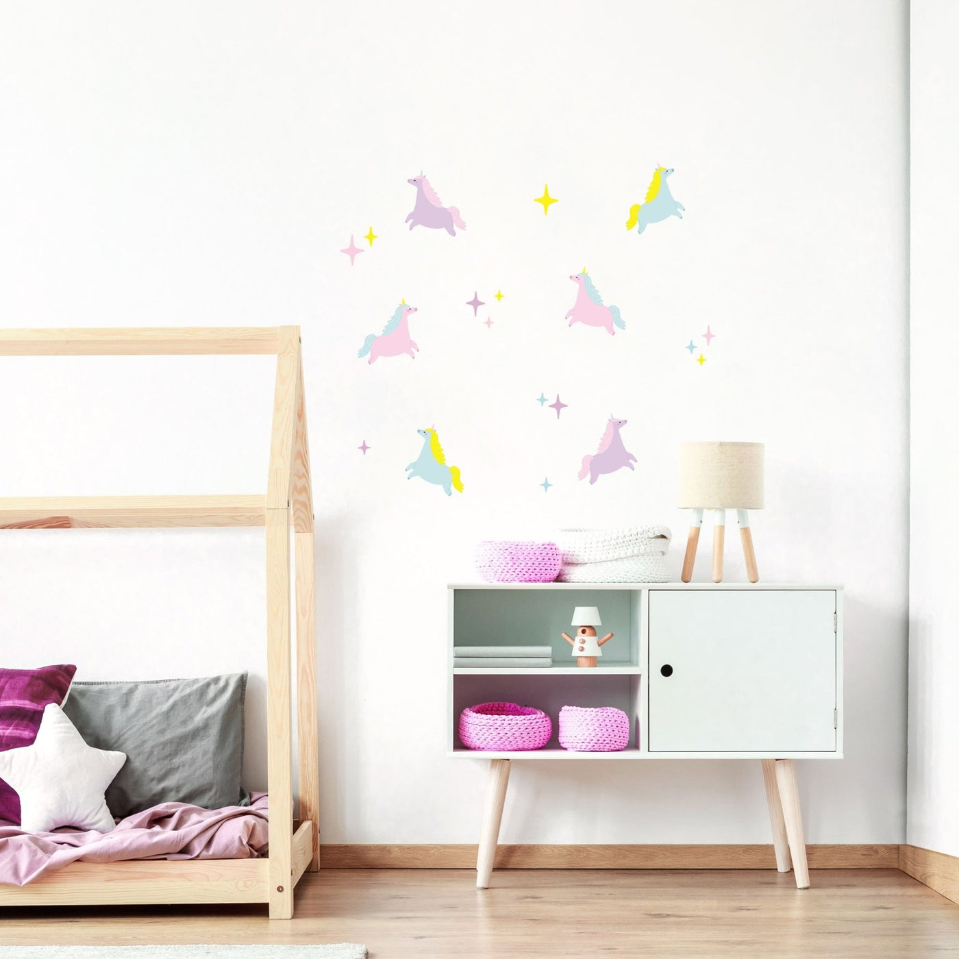 Pastel colored unicorn and star wall decals for happy homes — Made of ...