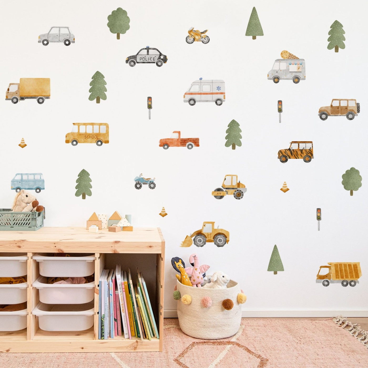 Cars and Construction Machines Wall Decals, plastic-free decor — Made ...