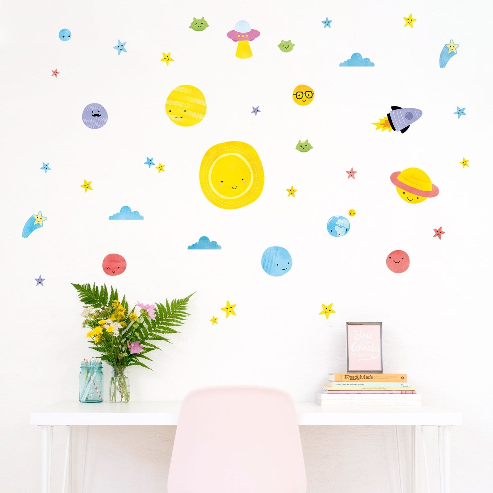 Colorful Solar System Wall Stickers, plastic-free and easy to use ...