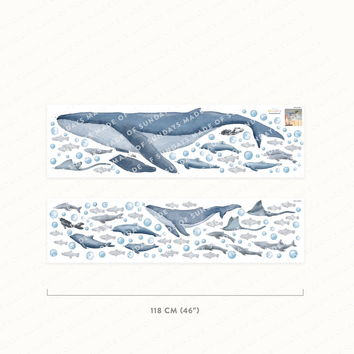 Deep sea whale, mermaid and diver wall decals for kids rooms — Made of ...