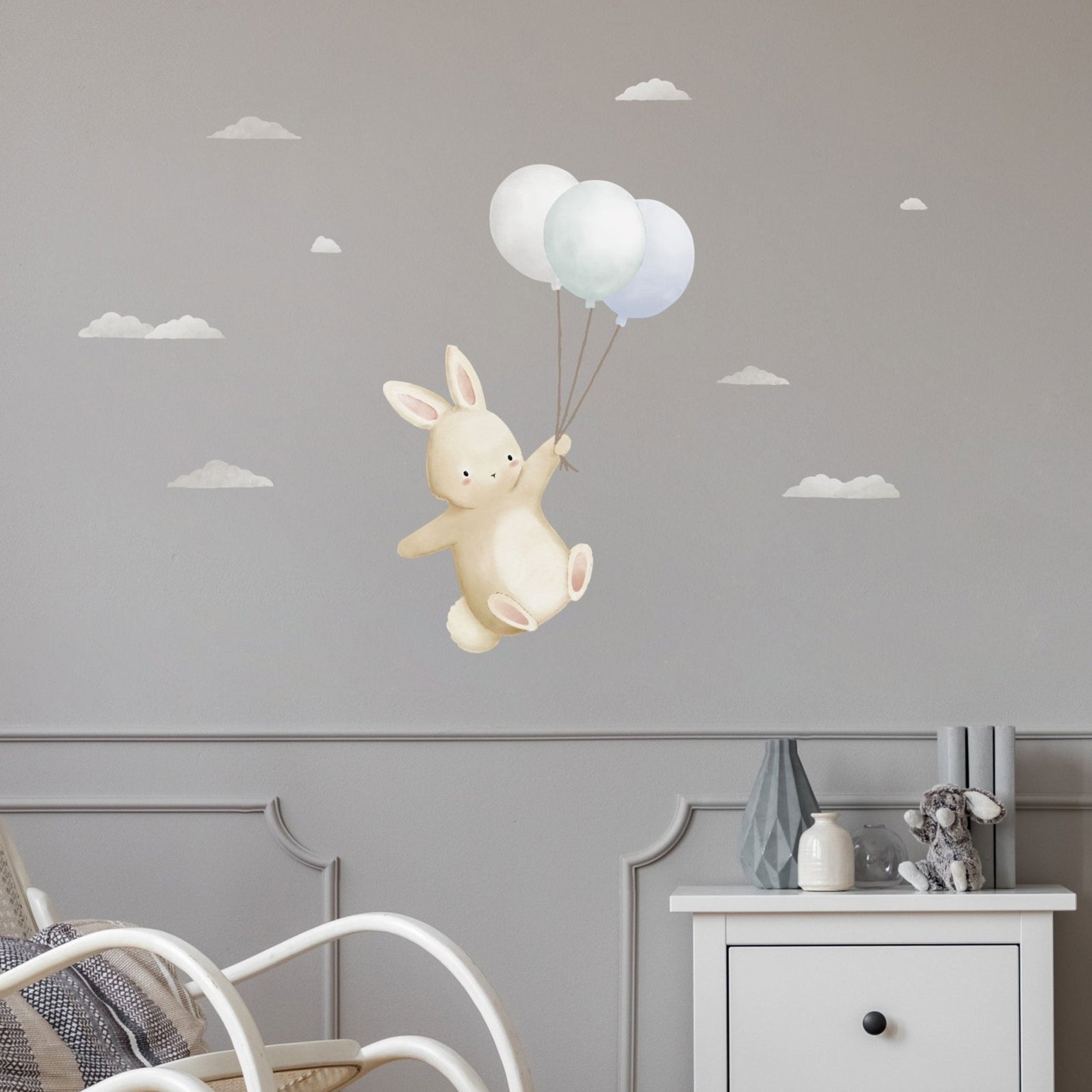 Floating Balloon Bunny Wall Decal for kids rooms and nurseries — Made ...