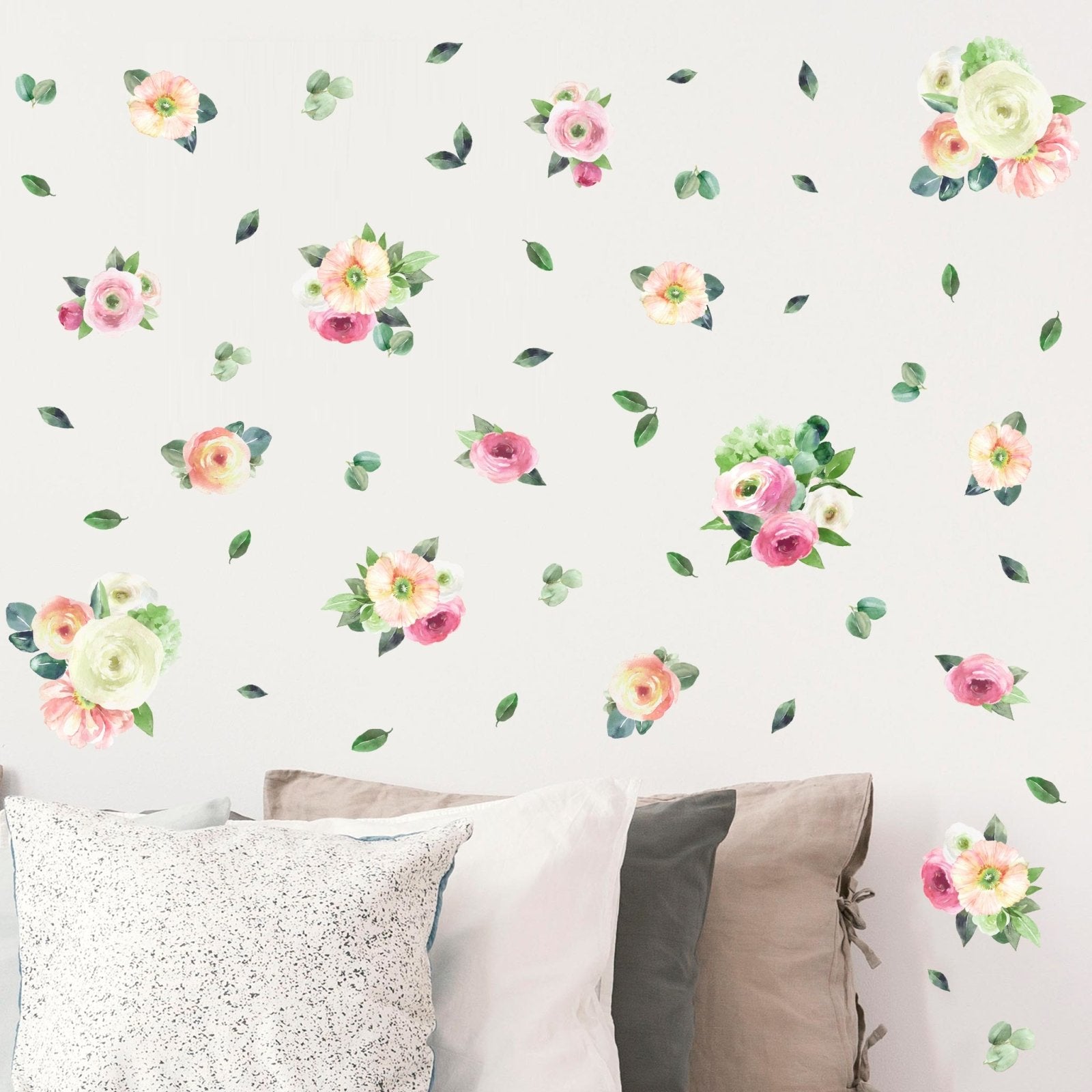 Warm watercolour roses and peonies wall sticker flowers for classic ...