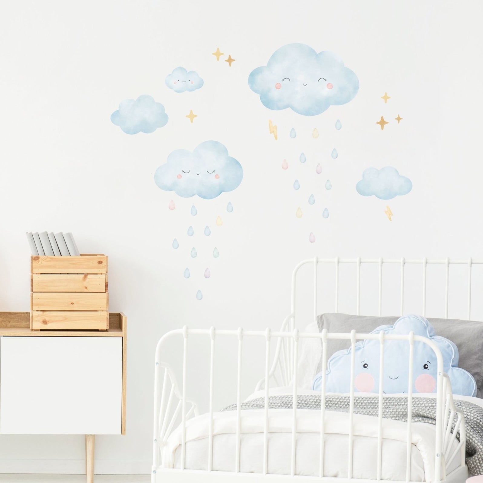 Happy Clouds and Raindrops wall sticker for kids' rooms and nurseries ...
