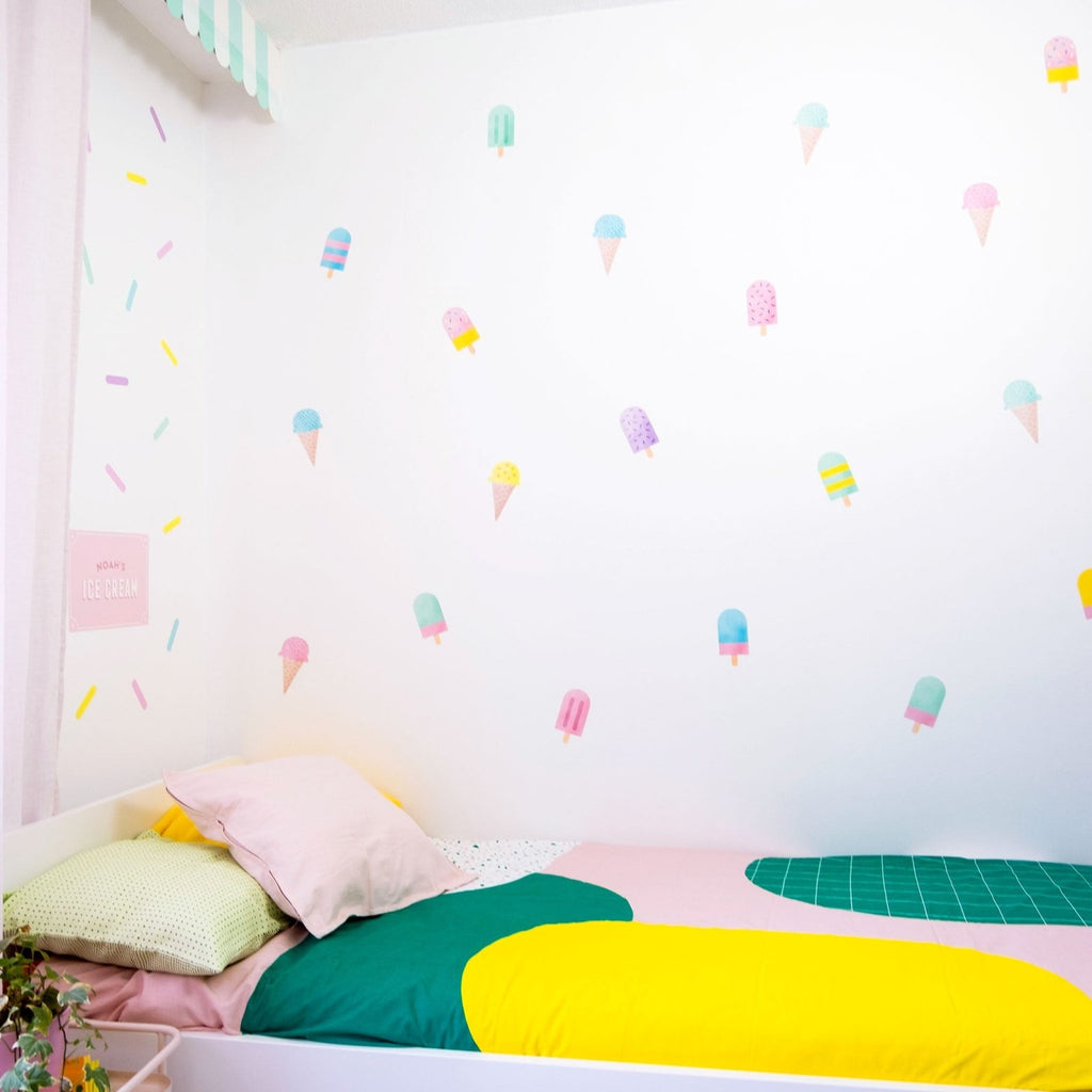 Pop Series Ice Cream themed stickers for kids rooms and nursery decor ...