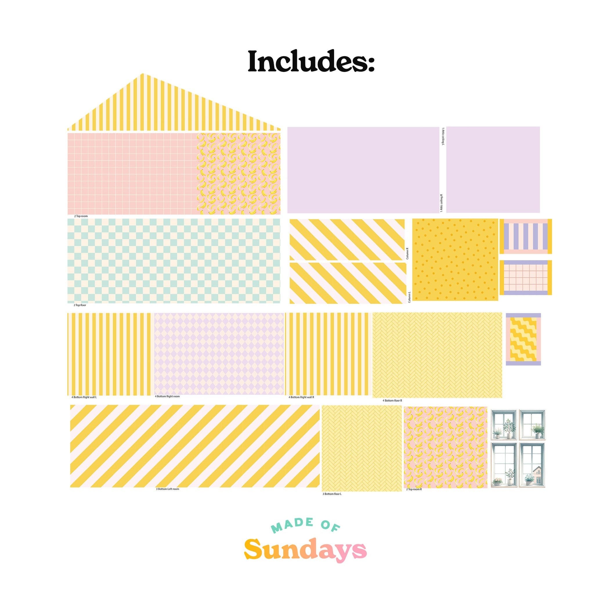 Peel & Stick Dollhouse Wallpaper for dollhouses, room boxes and ...