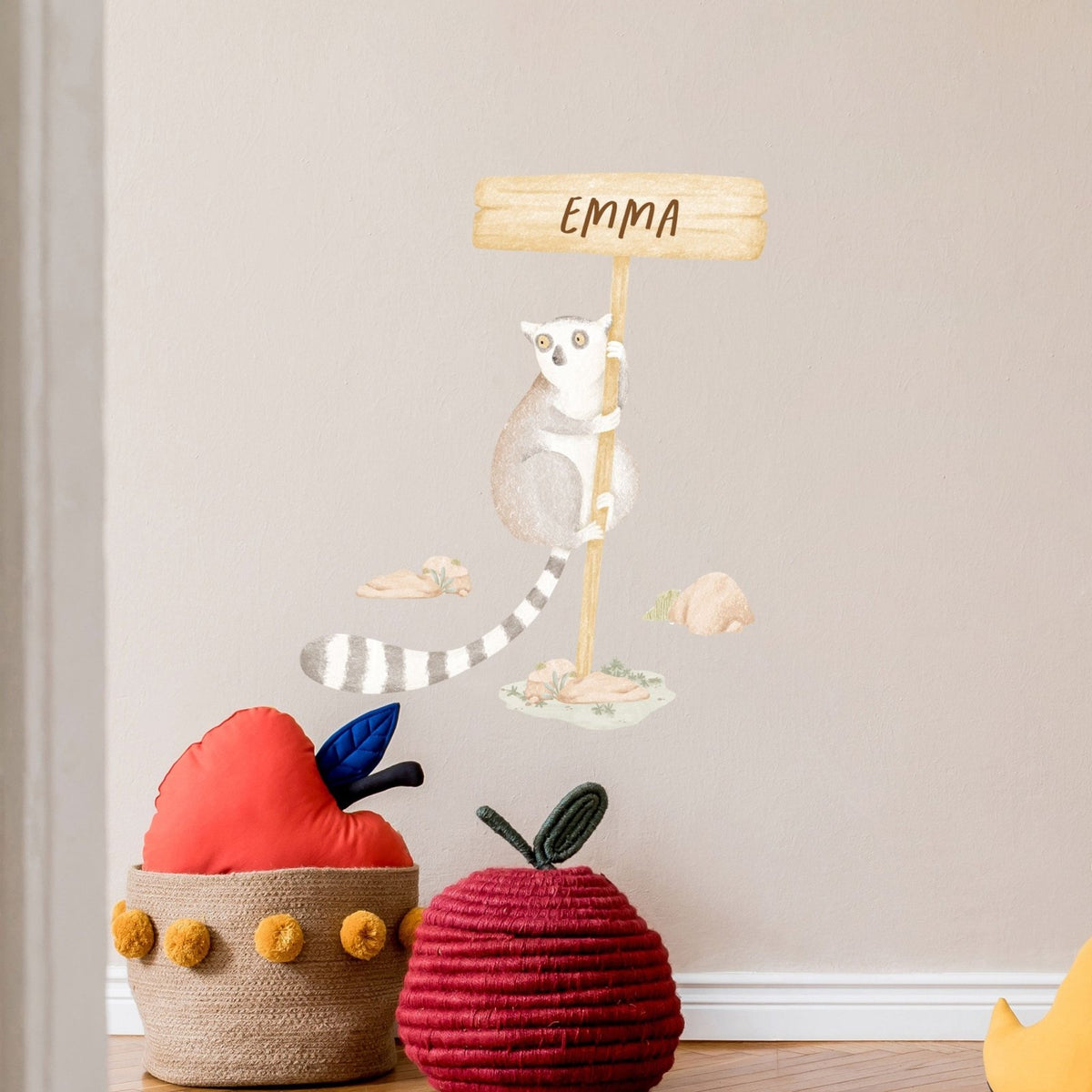 Fun Lemur jungle sign, Personalised Wall Sticker for happy kids rooms ...