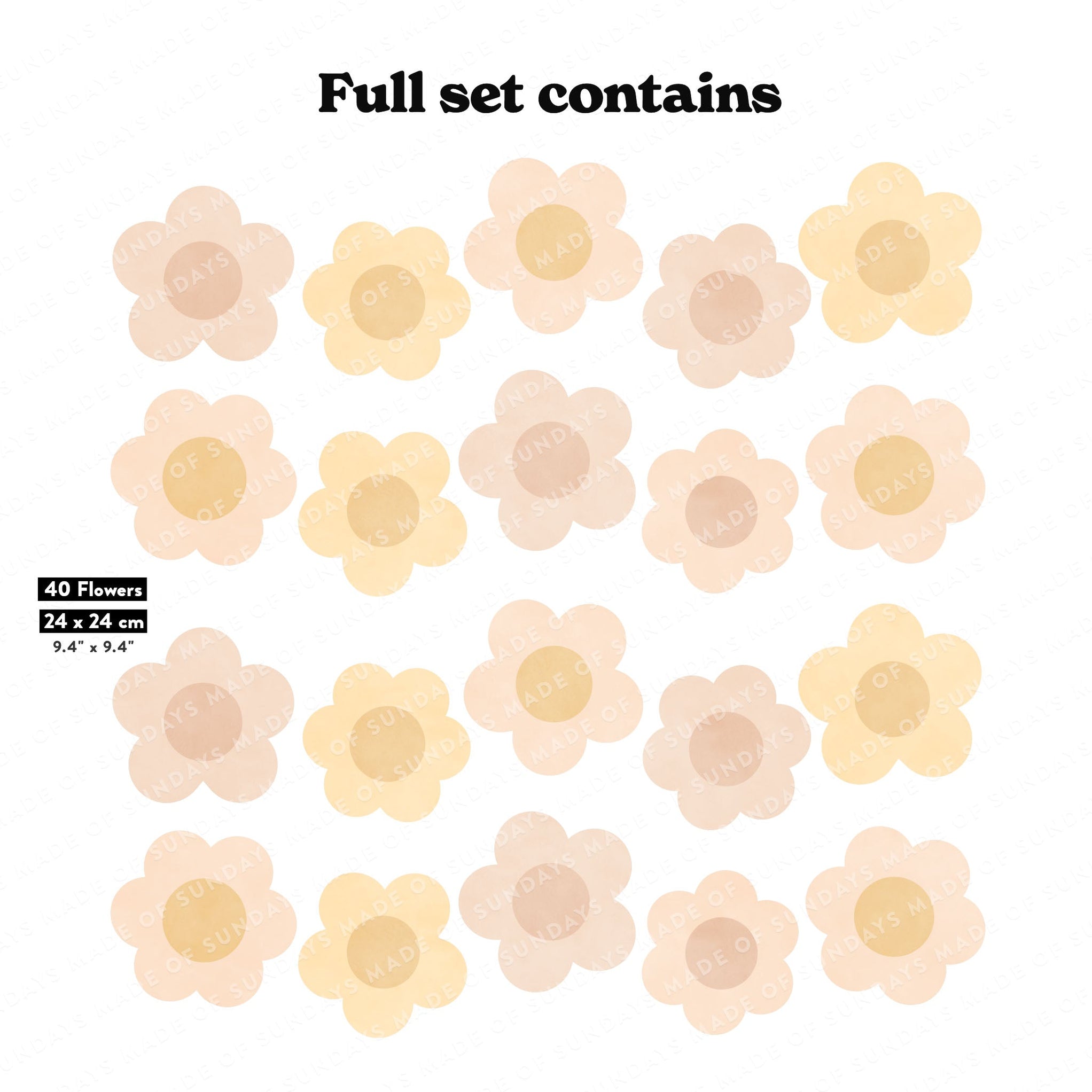 Scandinavian Daisy Flower Wall Stickers in muted colors - Made of Sundays