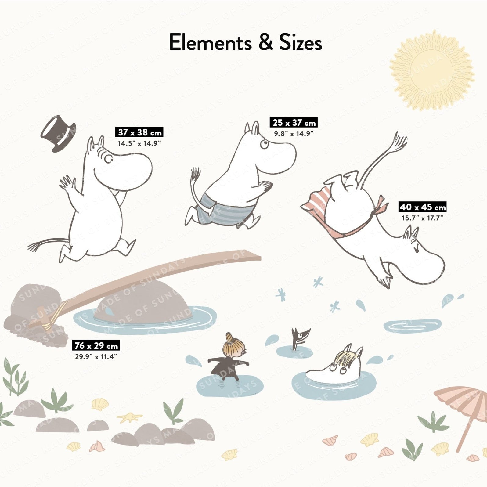 Moomin Family Summer Day, Moomin decals for kids rooms — Made of Sundays