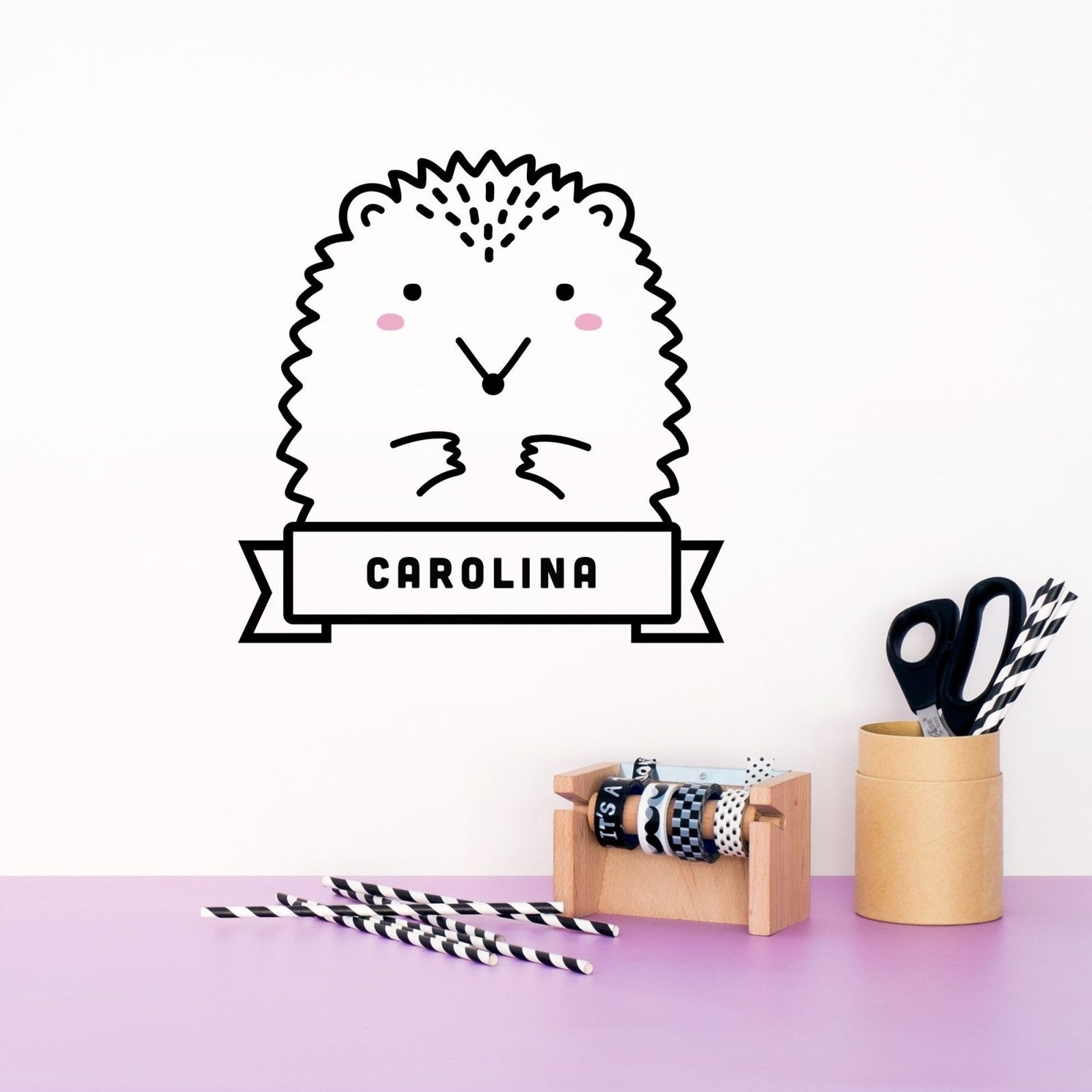 Personalised Paco the Porcupine animal wall sticker, small — Made of ...