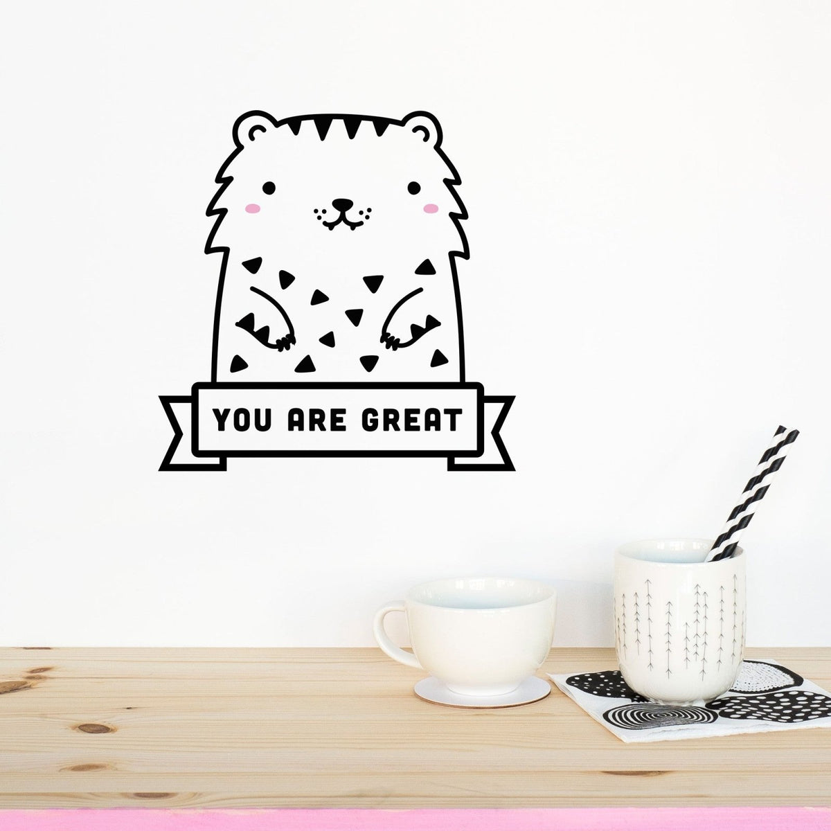 Personalised Tofu the Tiger animal wall sticker, small — Made of Sundays