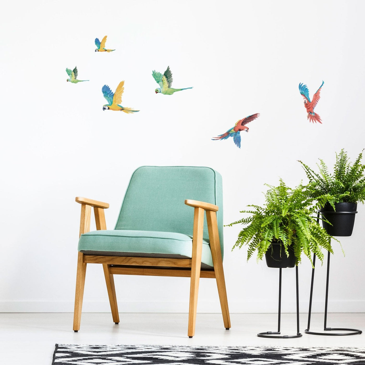 Flying Tropical Parrots plastic-free wall stickers for happy kids rooms ...