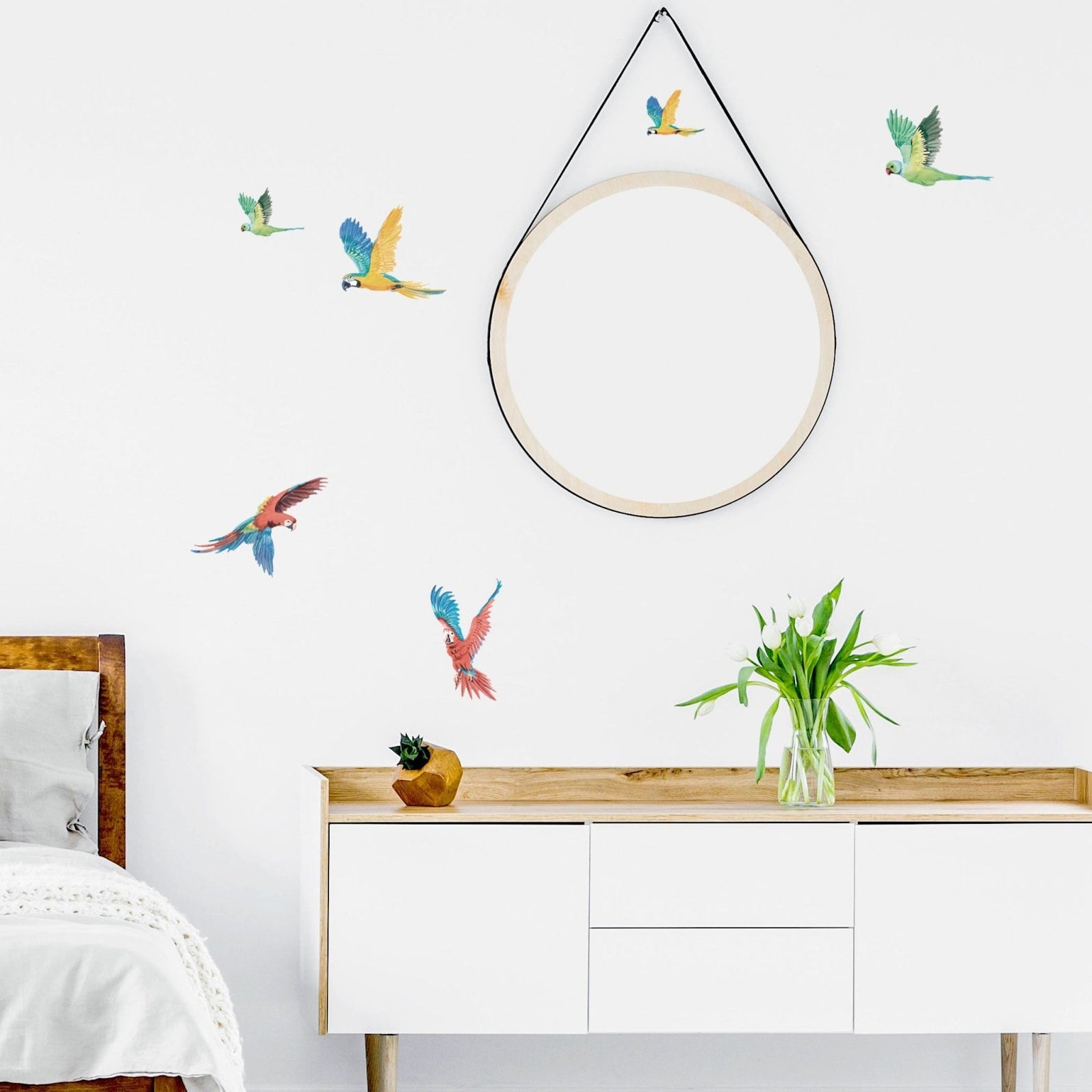 Flying Tropical Parrots plastic-free wall stickers for happy kids rooms ...