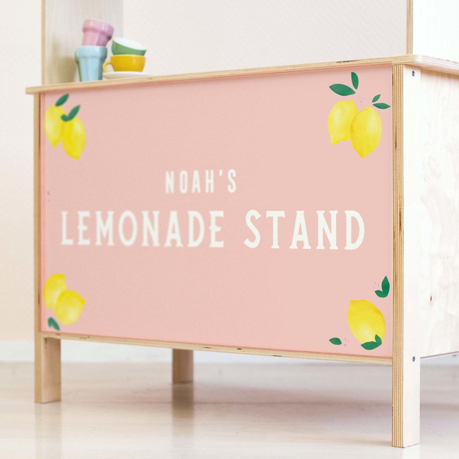 Pink Lemonade Stand decals for the Ikea Duktig Play Kitchen hack — Made ...