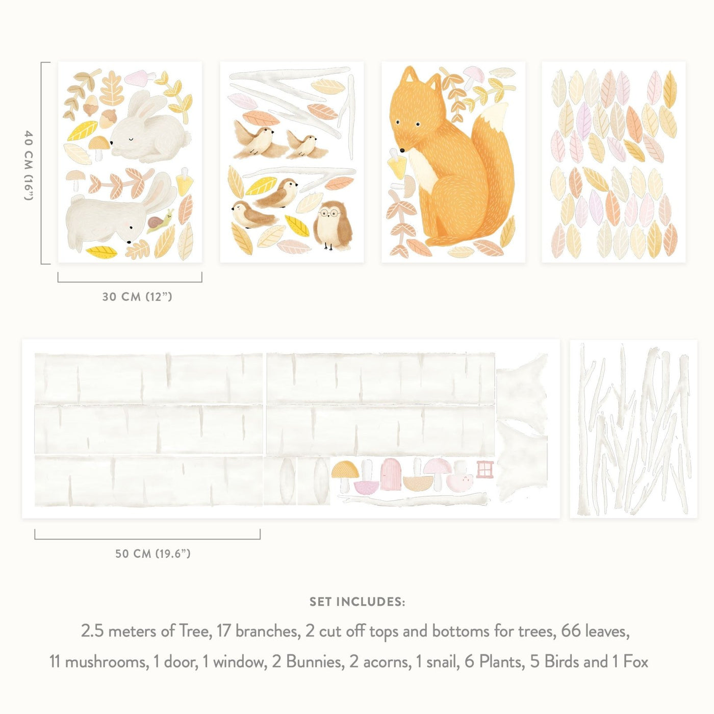 Beautiful forest and animals wall decals for kids room decor — Made of ...