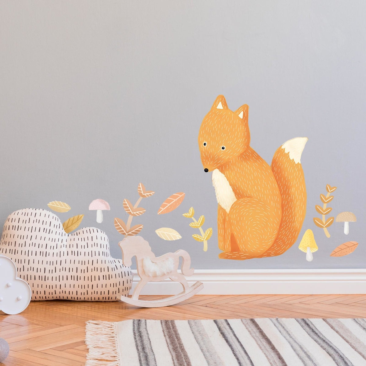 Woodland Fox wall decals for neutral kids room decor — Made of Sundays