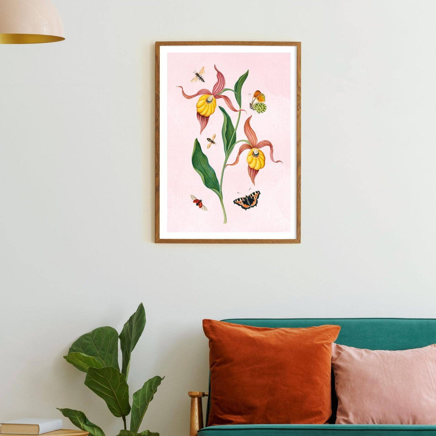 Yellow Orchid and butterflies, vintage botanical poster - Made of Sundays